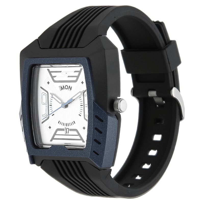 SF Quartz Analog Silver Dial Plastic Strap Watch for Men