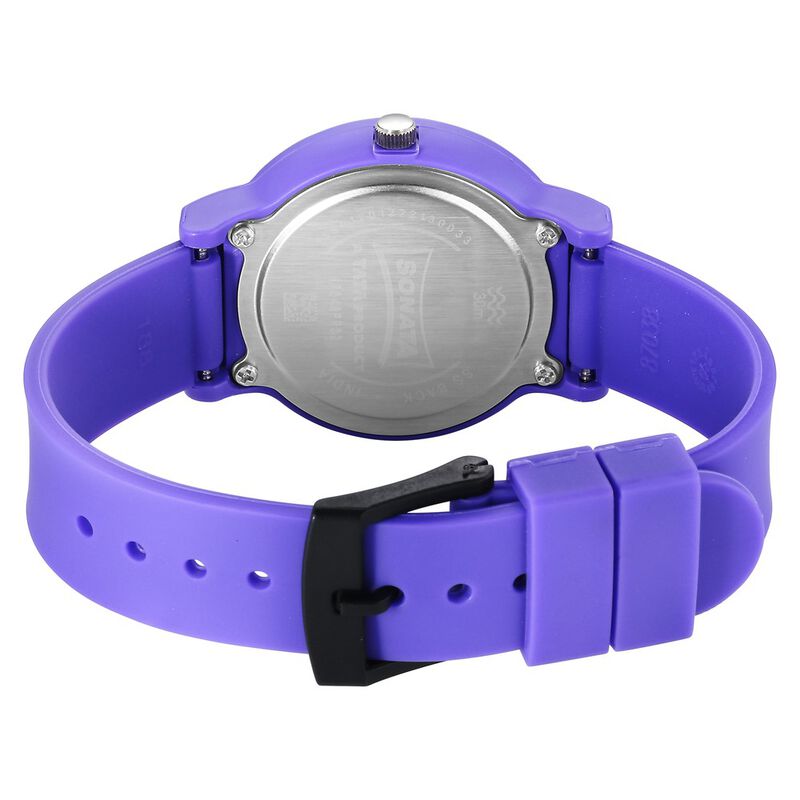 Sonata Splash Quartz Analog Purple Dial Plastic Strap Watch for Women