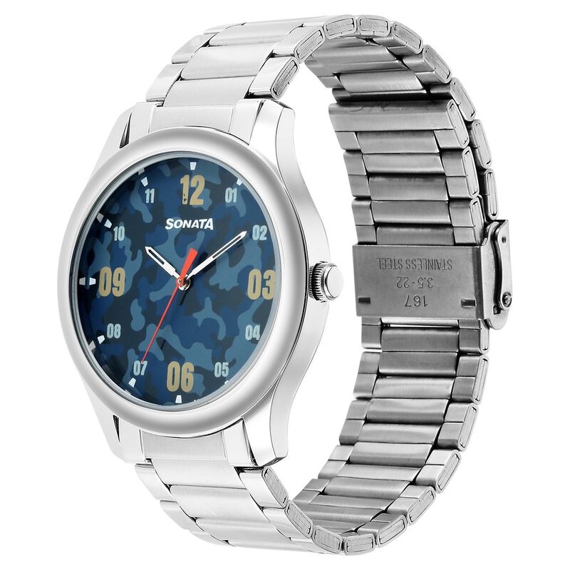 Sonata Quartz Analog Multicoloured Dial Stainless Steel Strap Watch for Men