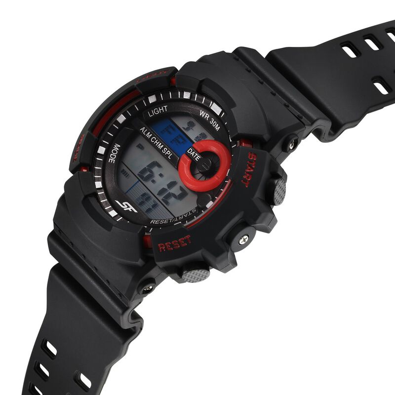 SF Sporty Digital Black Dial Polyurethane Strap Watch for Men
