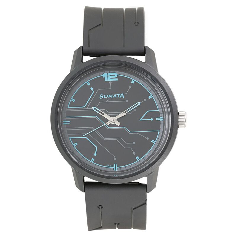Buy Online Sonata Quartz Analog Black Dial Plastic Strap Watch for Men ...