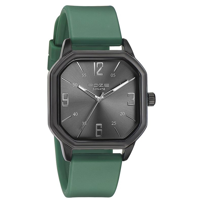 Sonata Poze Quartz Analog Black Dial Silicone Strap Watch For Men