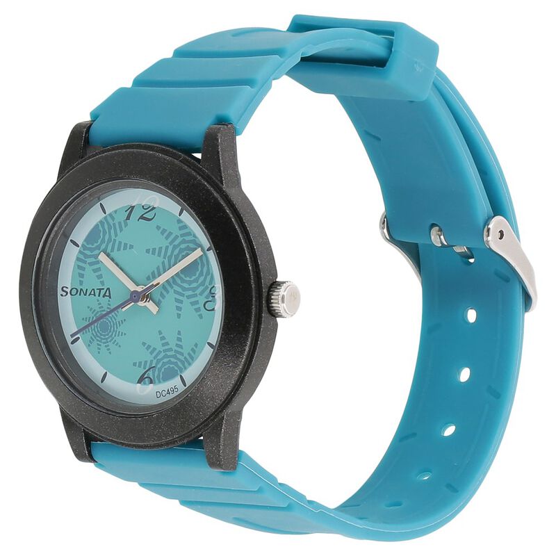 SF Quartz Analog Blue Dial Plastic Strap Watch for Women