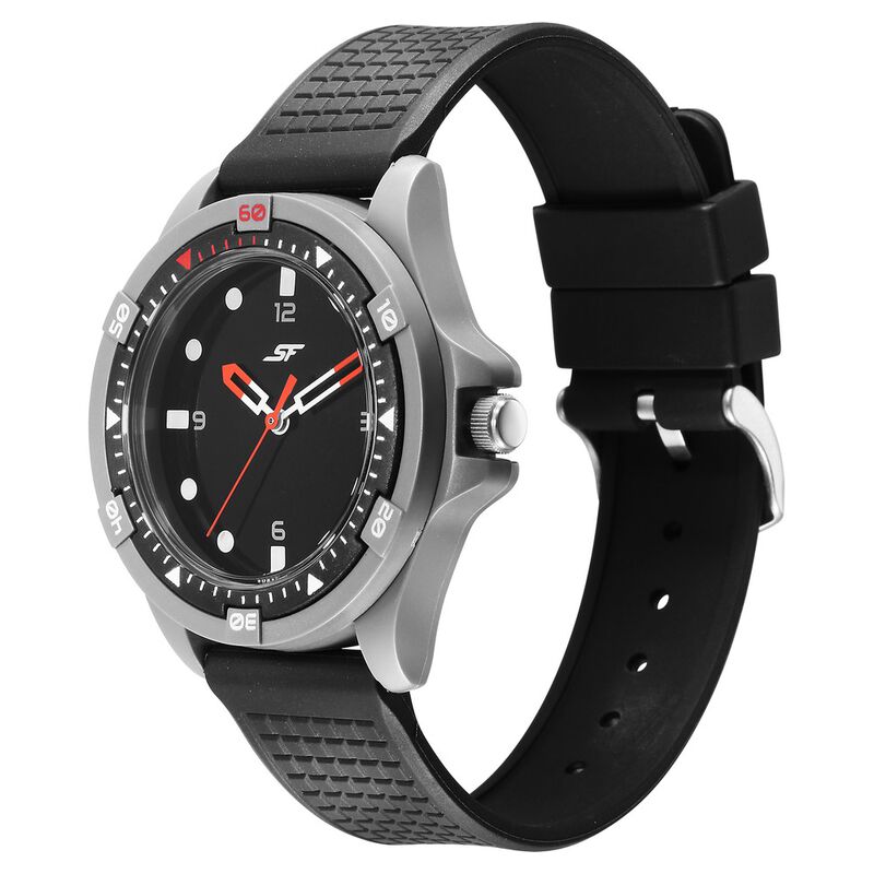 SF Sporty Black Dial Polyurethane Strap Watch for Men