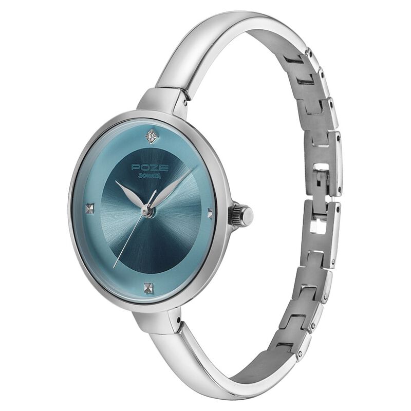 Poze by Sonata Quartz Analog Blue Dial Metal Strap Watch for Women