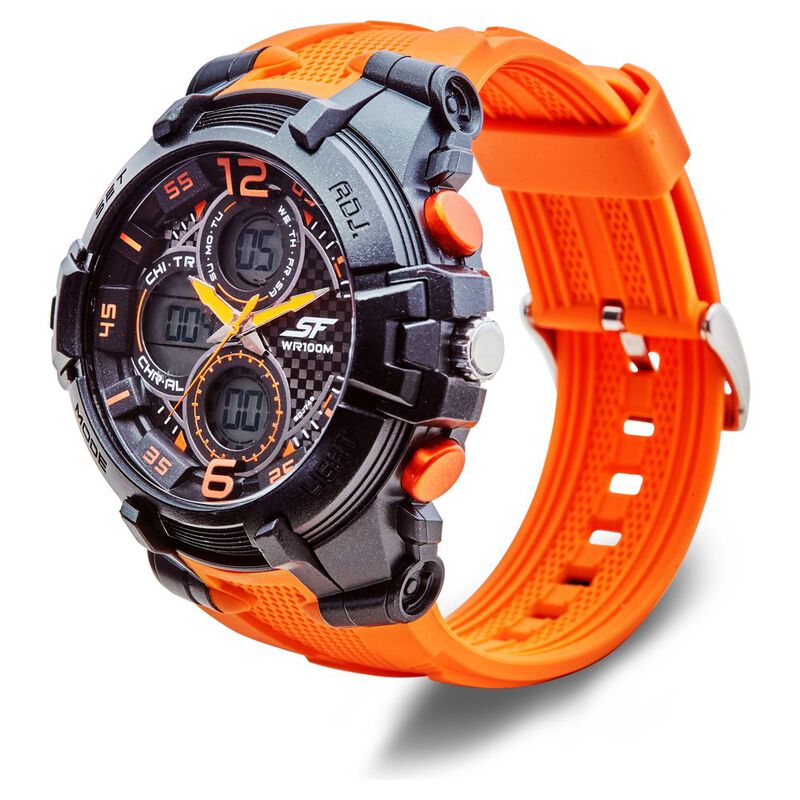 SF Nitro Quartz Analog Digital Dial PU Strap Watch for Men
