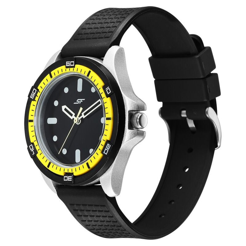 SF Sporty Black Dial Polyurethane Strap Watch for Men