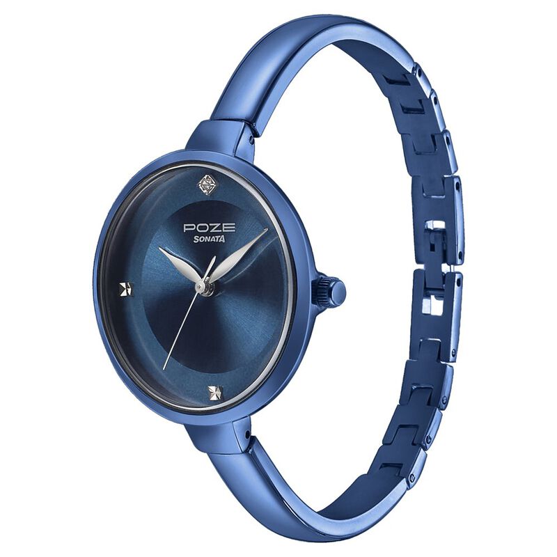 Sonata Poze Quartz Analog Blue dial Metal Strap Watch for Women