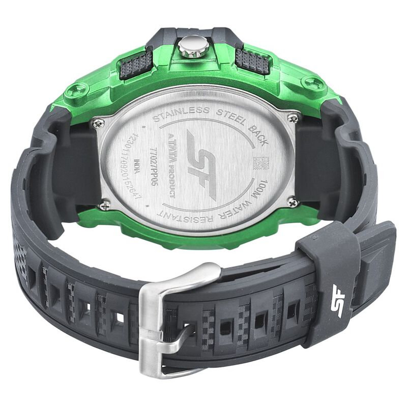 SF Quartz Analog Digital Black Dial PU Strap Watch for Men
