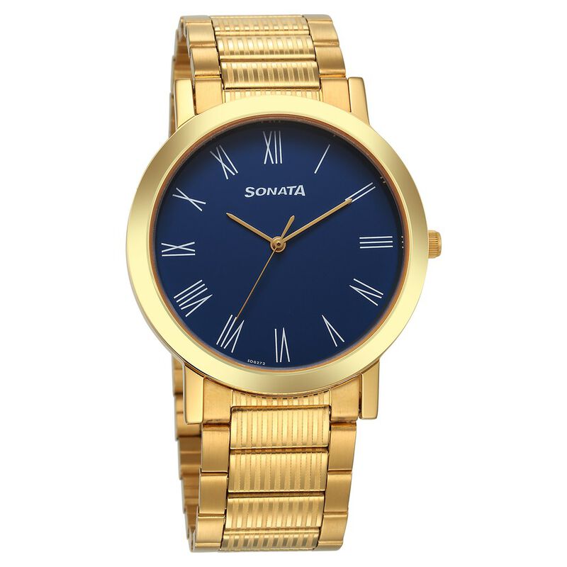Buy Online Sonata Utsav Quartz Analog Blue Dial Stainless Steel Strap Watch for Men - 77108ym14 ...