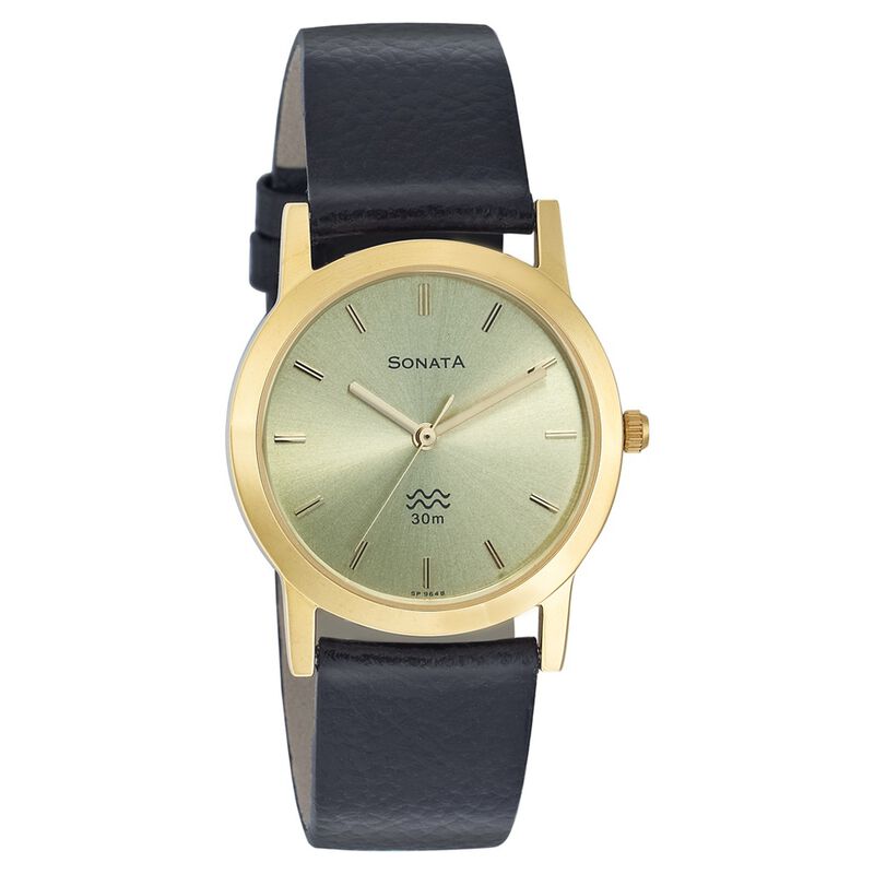 Buy Online Sonata Quartz Analog Champagne Dial Strap Watch for Men ...