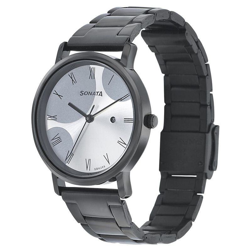 Sonata Onyx Silver Dial Women Watch With Stainless Steel Strap