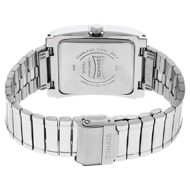 Sonata Quartz Analog with Date Black Dial Stainless Steel Strap Watch ...