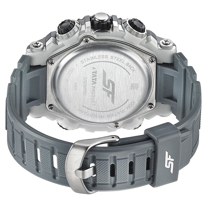 SF Quartz Analog Digital Grey Dial PU Strap Watch for Men