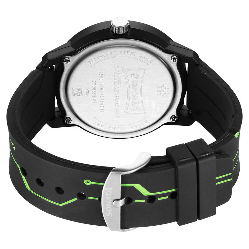 Sonata Volt Quartz Analog Black Dial Polyurethane Strap Watch for Men