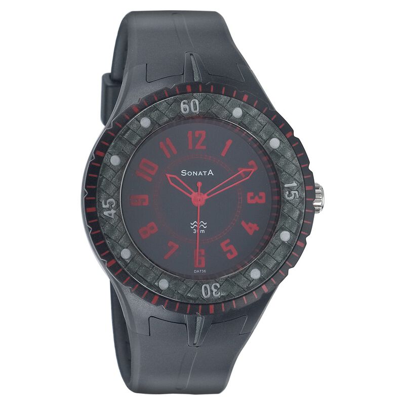 Buy Online Sonata Quartz Analog Black Dial Strap Watch for Men ...