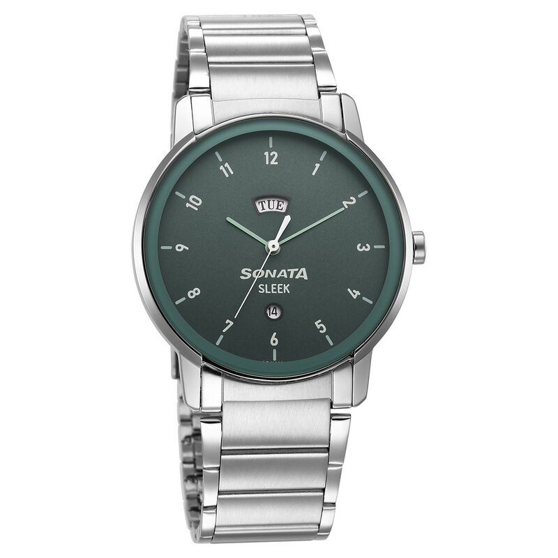 Buy Online Sonata Sleek Green Dial Analog with Day and Date Watch for ...