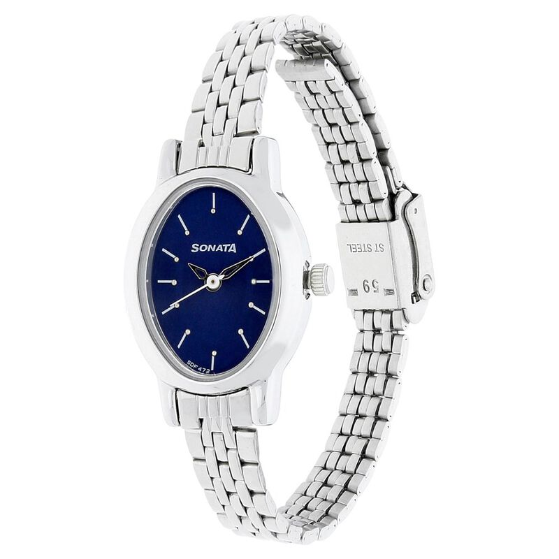 Sonata Quartz Analog Blue Dial Stainless Steel Strap Watch for Women