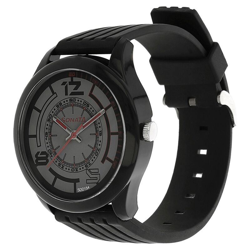 SF Quartz Analog Grey Dial Plastic Strap Watch for Men