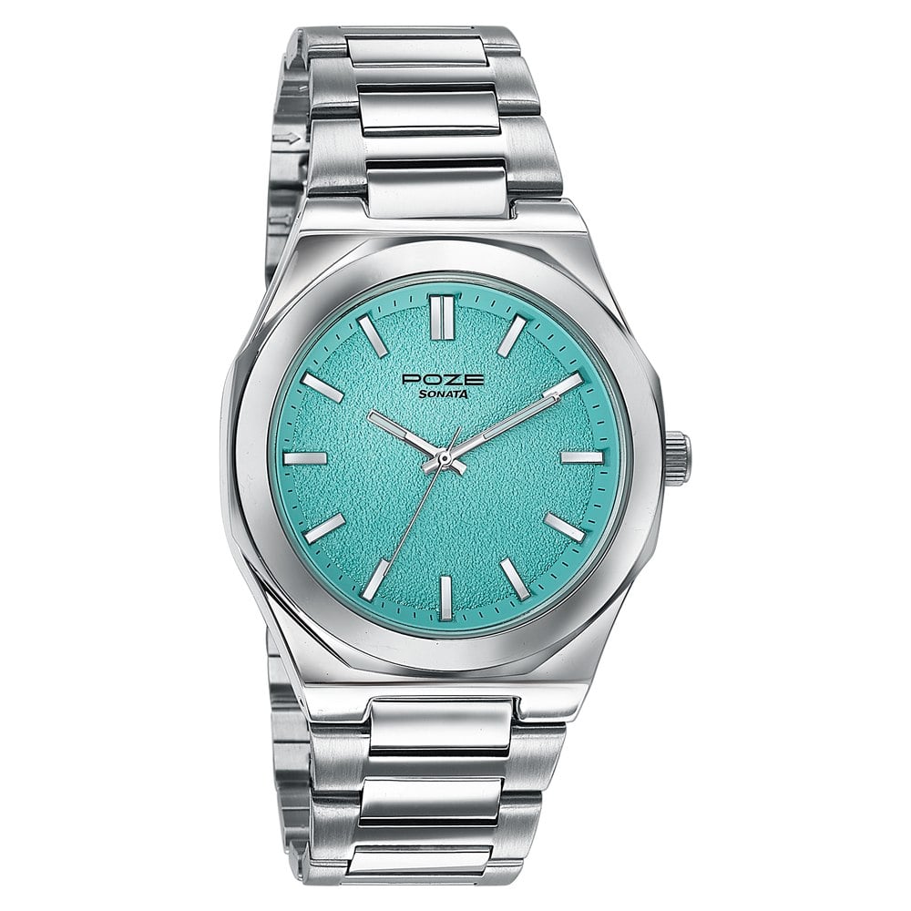 Buy Online Sonata Poze Quartz Analog Blue Dial Silver Colour Stainless ...
