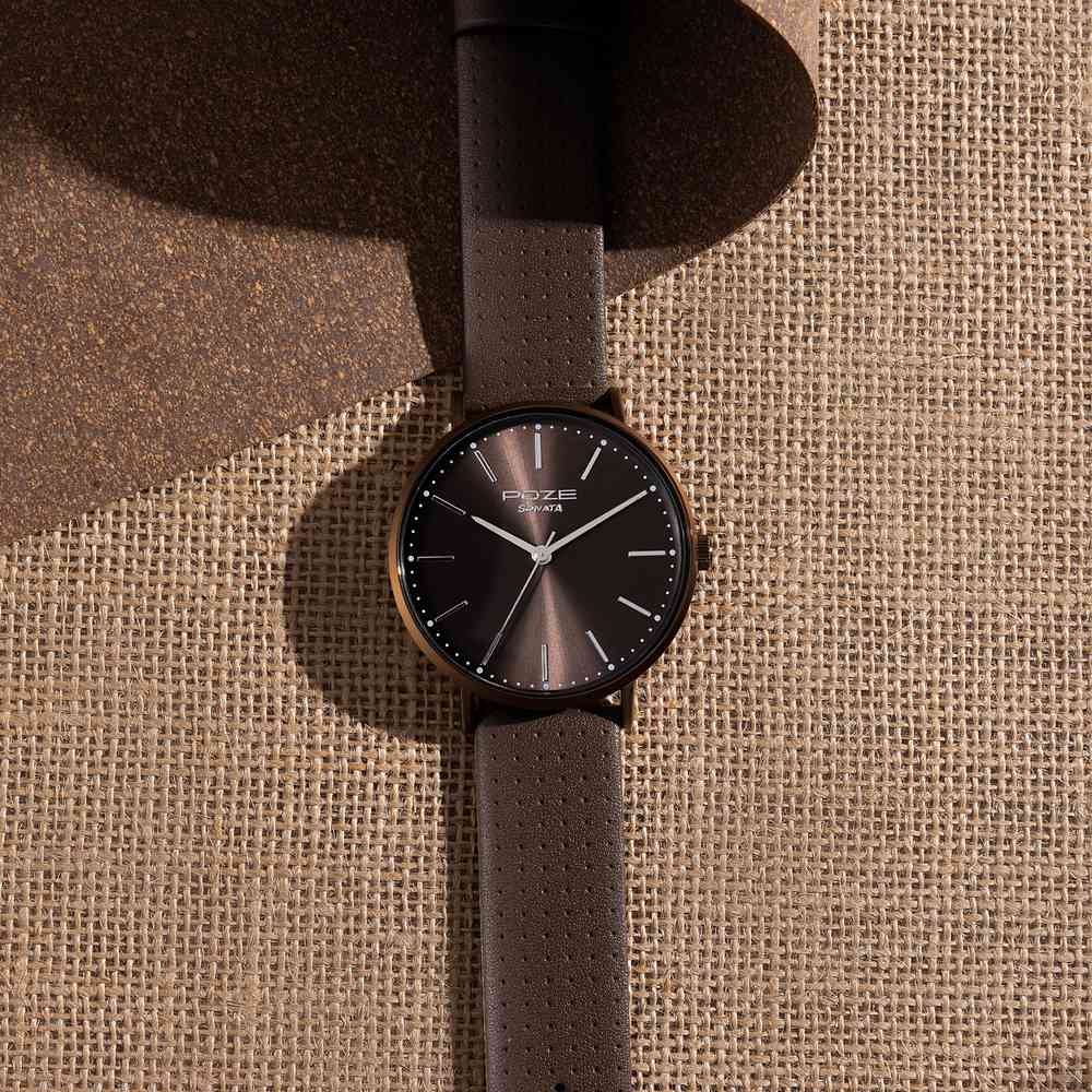 Buy Online Sonata Poze Quartz Analog Brown Dial Leather Strap Watch for ...