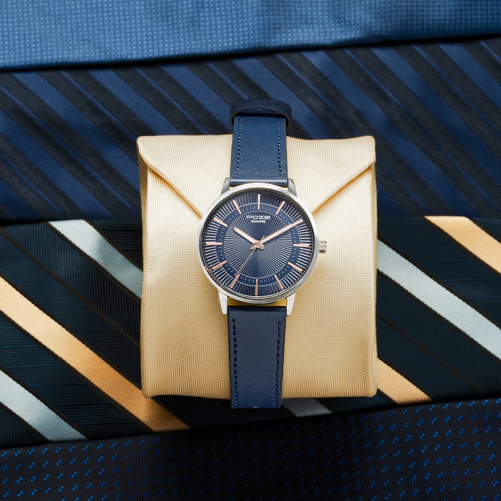 Buy Online Sonata Poze Quartz Analog Blue Dial Blue Leather Strap Watch ...