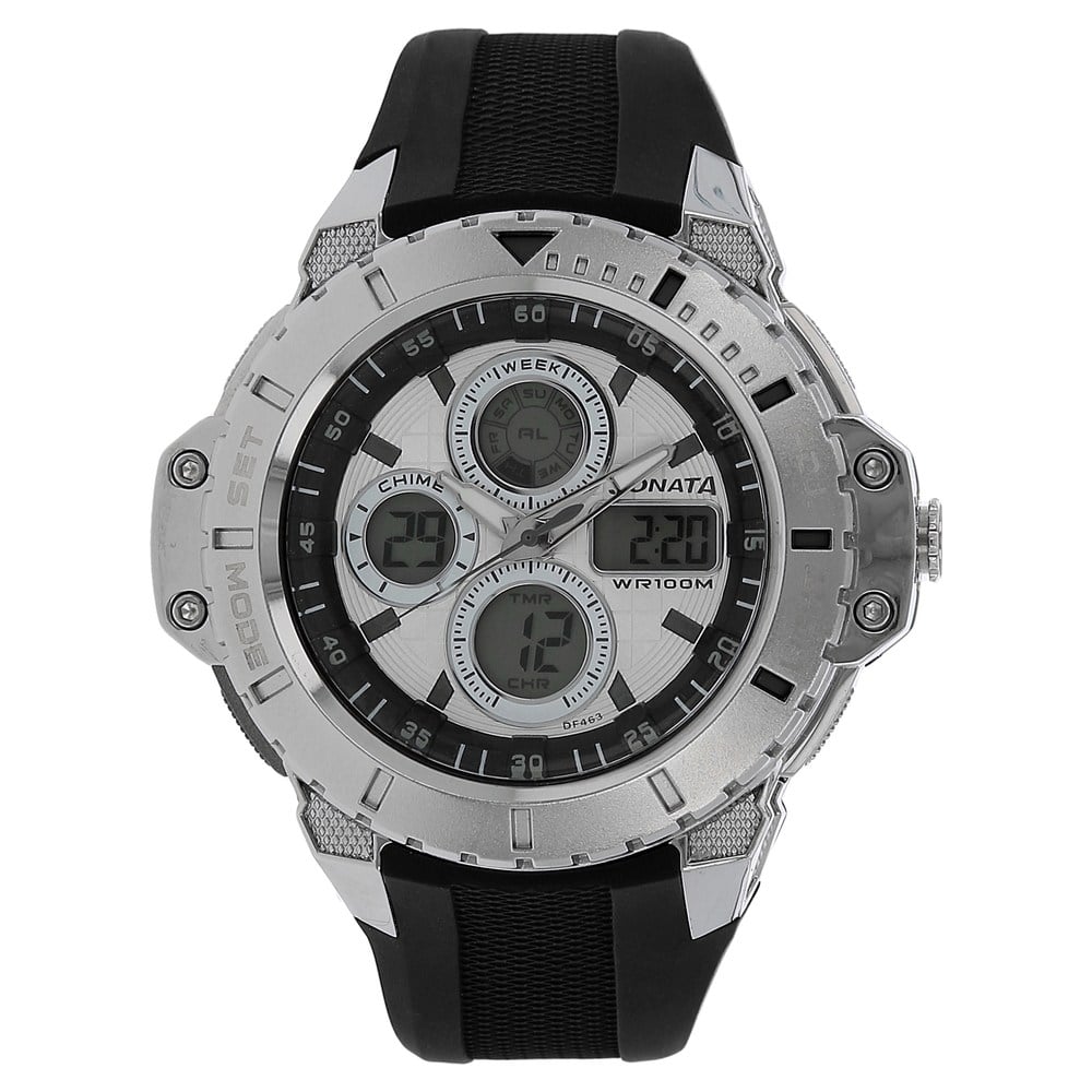 Buy Online SF Quartz Analog Digital Silver Dial Plastic Strap Watch for ...