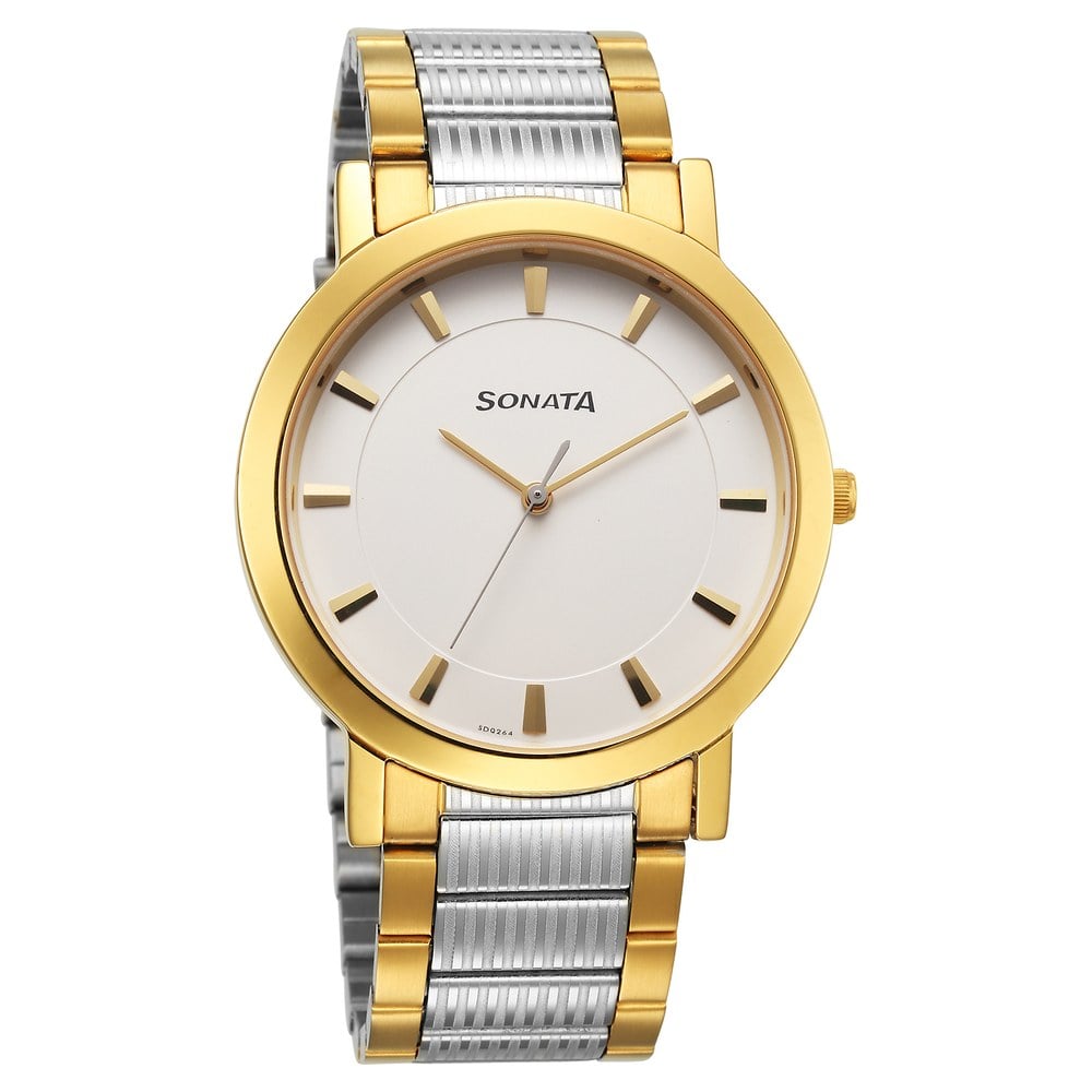 Buy Online Sonata Utsav Quartz Analog White Dial Stainless Steel Strap ...