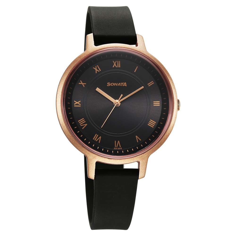 Buy Online Sonata Splash Quartz Analog Black Dial Plastic Strap Watch ...