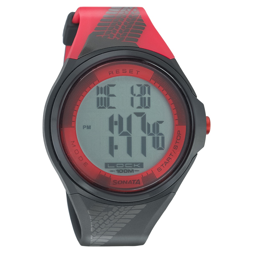 Buy Online Sonata Digital Dial Black Plastic Strap Watch for Men ...