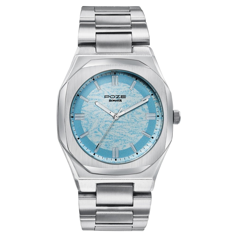 Buy Online Poze Poze Quartz Analog Blue Dial Blue Metal Strap Watch For ...