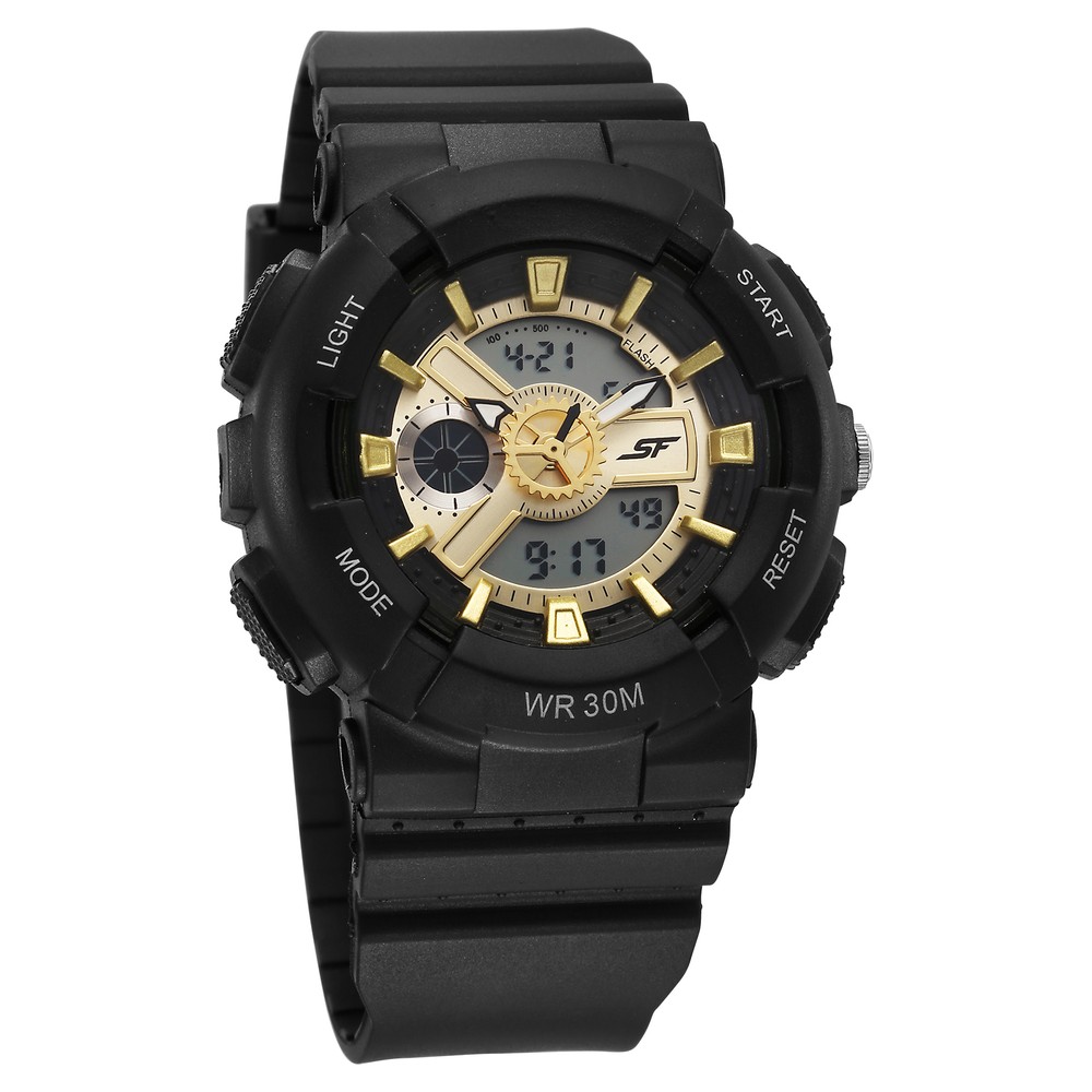 Buy Online SF Striking Black & Gold Gear Unisex Watch - Unique ...