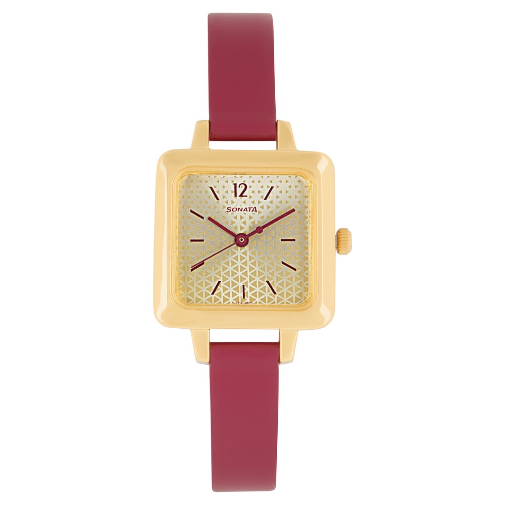 Buy Online Sonata Splash Champagne Dial Women Watch With Leather Strap ...