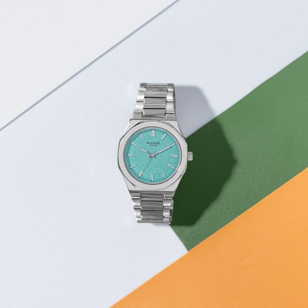 Buy Online Sonata Poze Quartz Analog Blue Dial Silver Colour Stainless ...