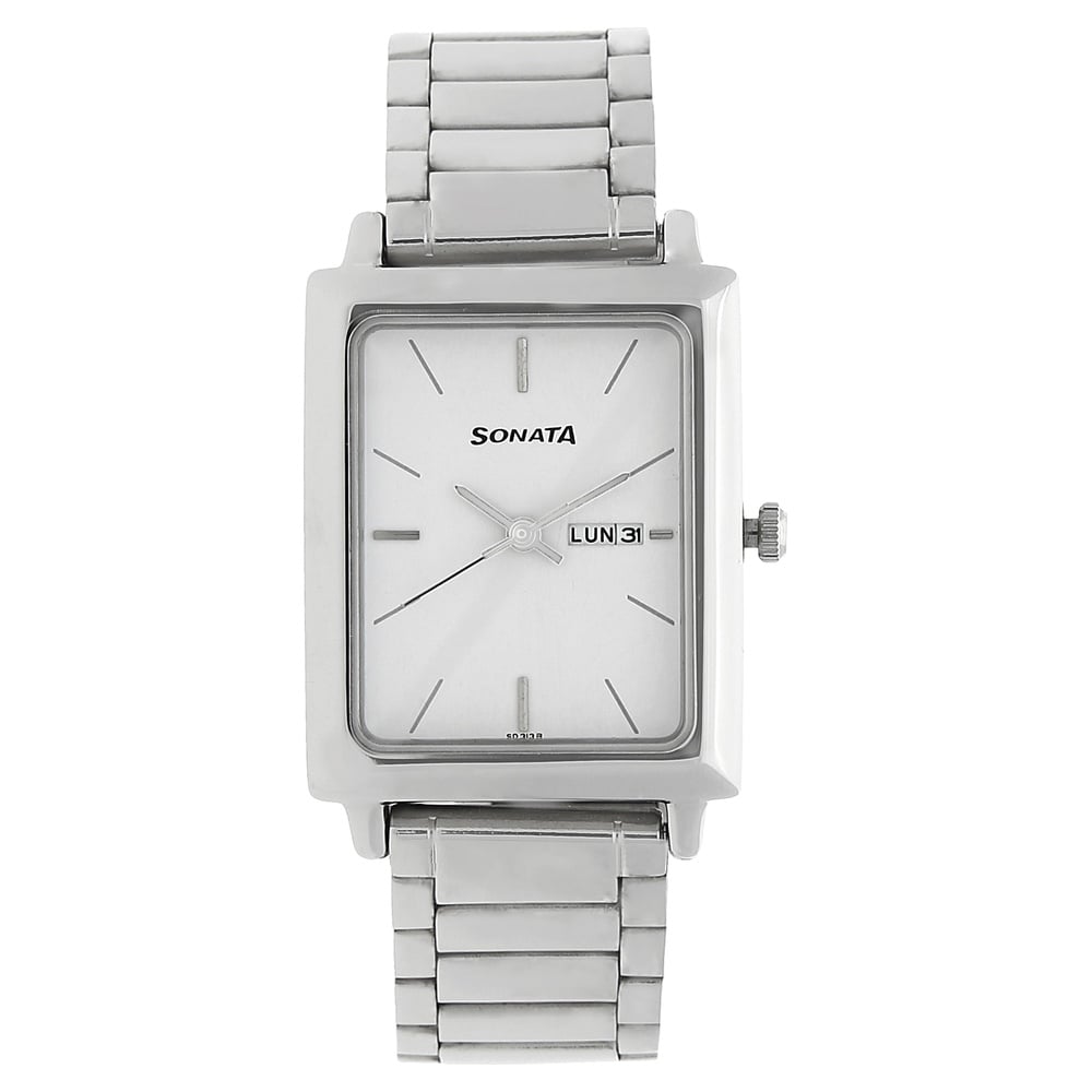 Buy Online Sonata Quartz Analog with Day and Date White Dial Stainless ...