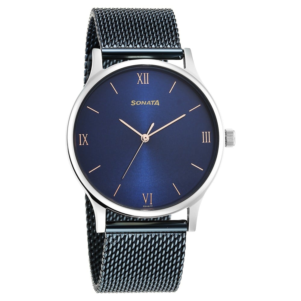 Buy Online Sonata Blues Quartz Analog Blue Dial Metal Strap Watch for ...