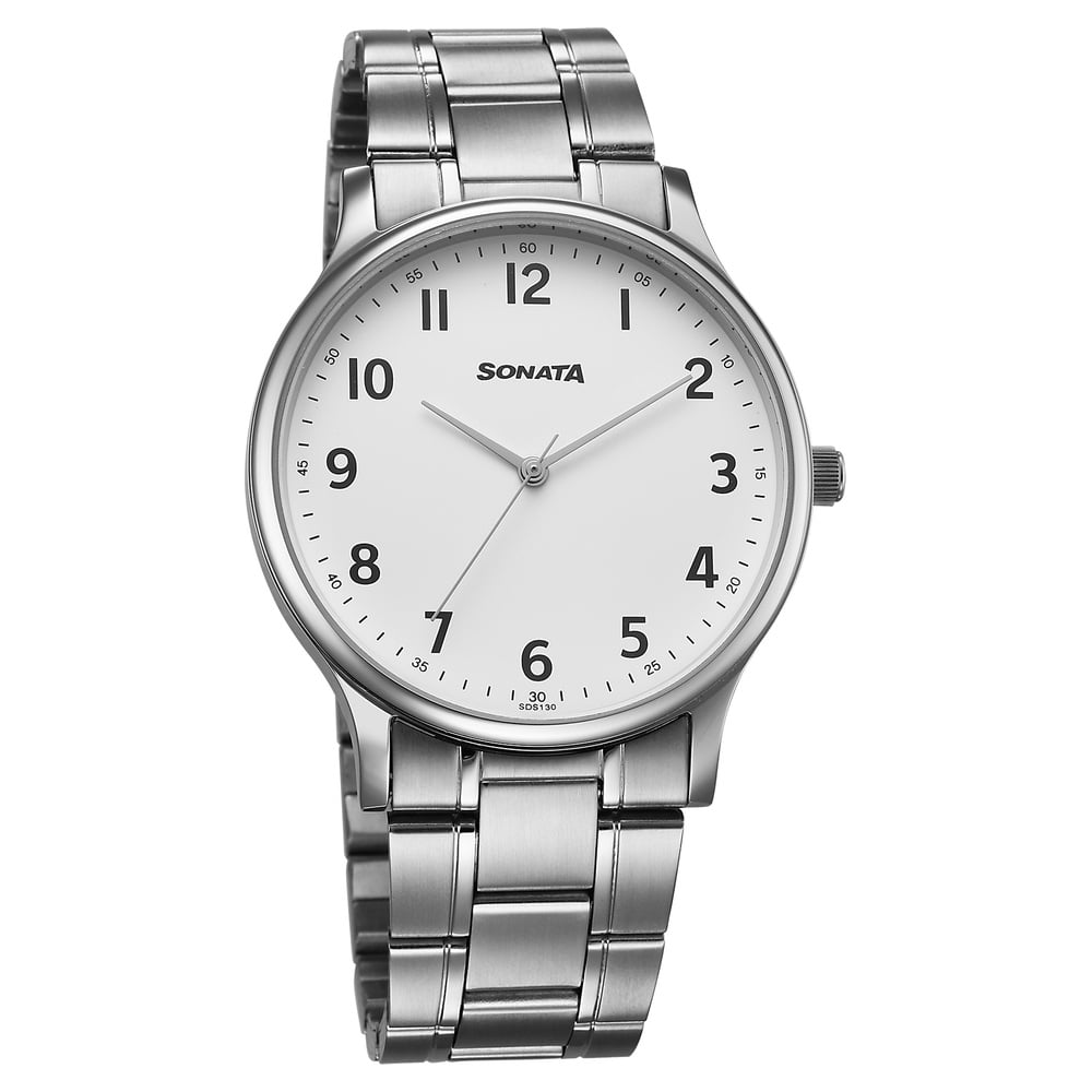 Buy Online Sonata Aspire Quartz Analog White Dial Stainless Steel Strap ...