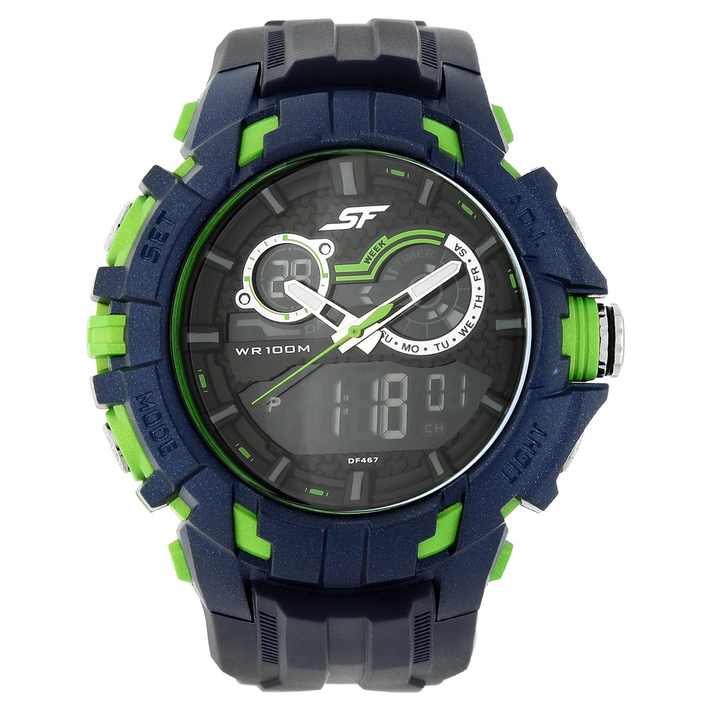 Buy Online SF Quartz Analog Digital Black Dial Plastic Strap Watch for ...