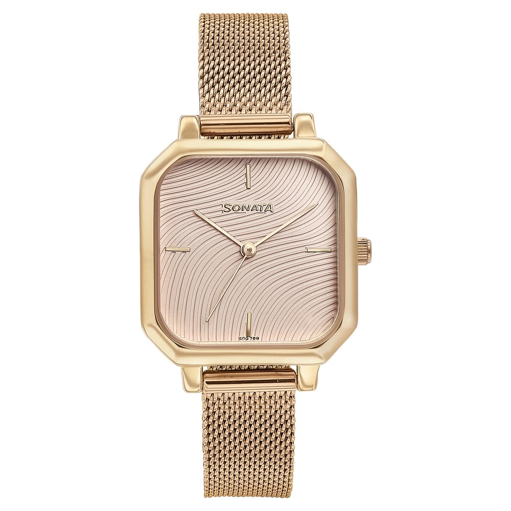 Buy Online Sonata Modern Edit Quartz Analog Pink Dial Rose Gold ...