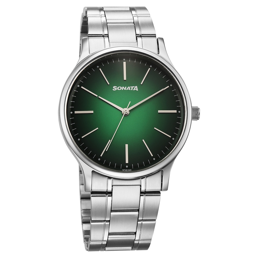 Buy Online Sonata Aspire Quartz Analog Green Dial Stainless Steel Strap ...