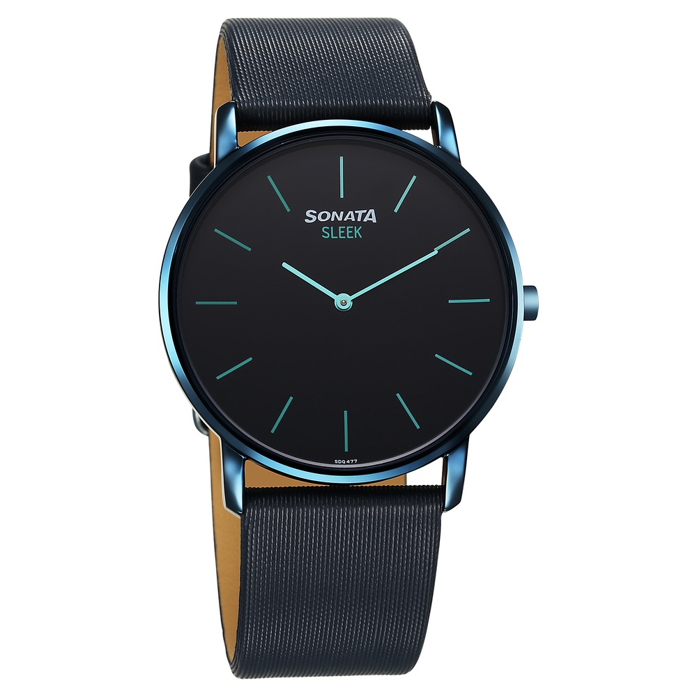 Buy Online Sonata Sleek Quartz Analog Blue Dial Blue Leather Strap ...