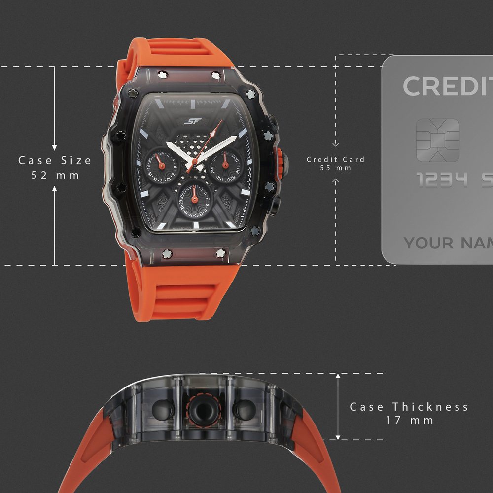 Buy Online SF Maiden Voyage Sport Watch Black Dial And Orange Strap ...