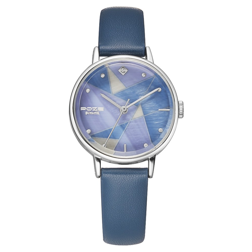 Buy Online Poze by Sonata Quartz Analog Blue Dial PU Leather Strap ...