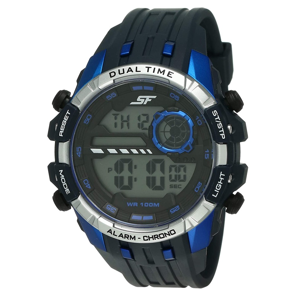 Buy Online SF Digital Watch with Blue Strap for Unisex - 77101pp02 | Sonata