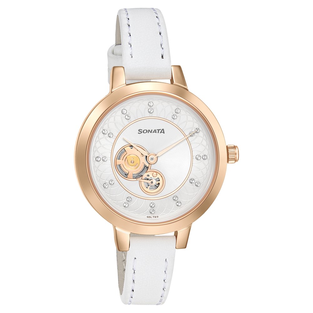 Buy Online Sonata Unveil Quartz Multifunction Leather Strap Watch for ...