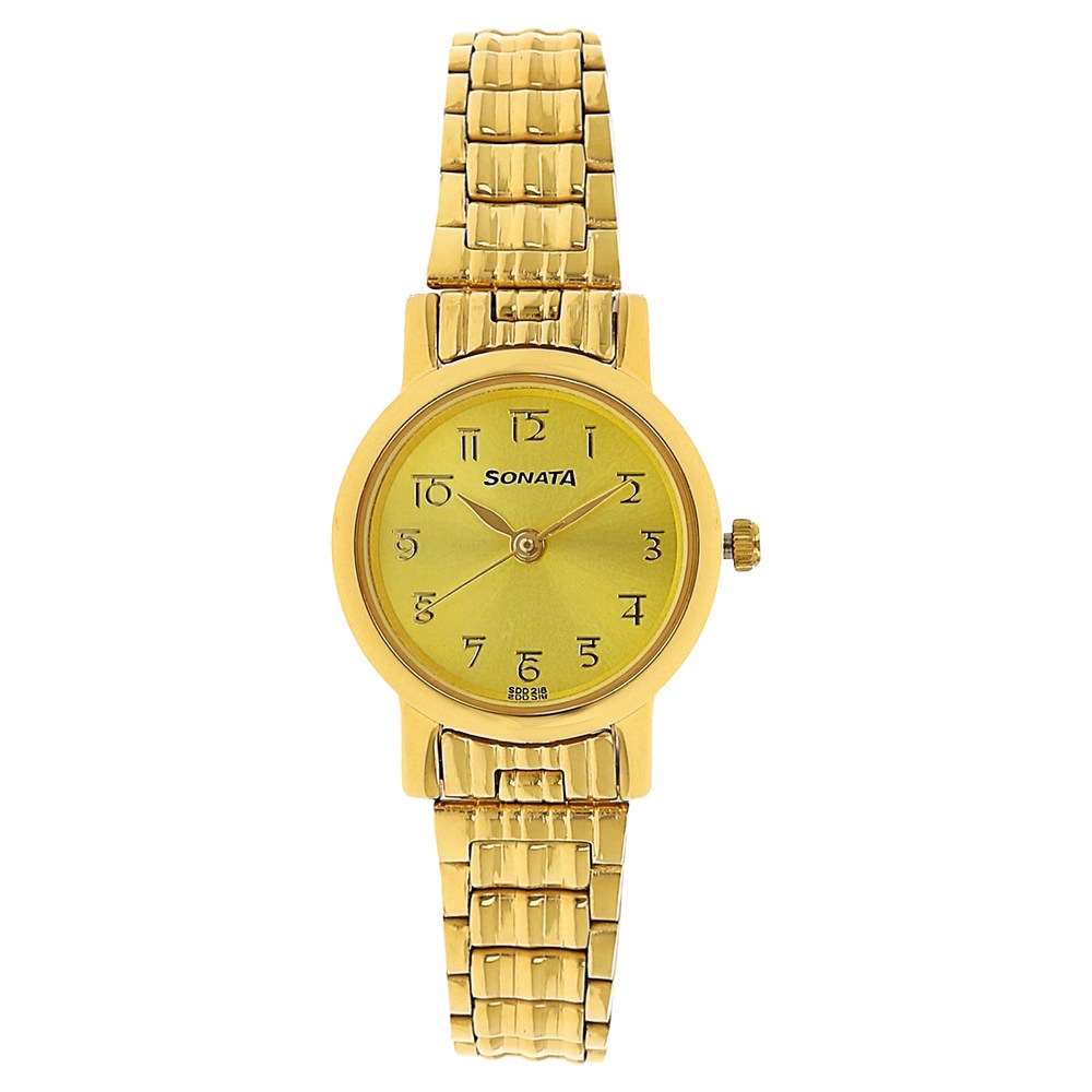 Buy Online Sonata Quartz Analog Champagne Dial Stainless Steel Strap Watch for Women - 8976ym06 ...