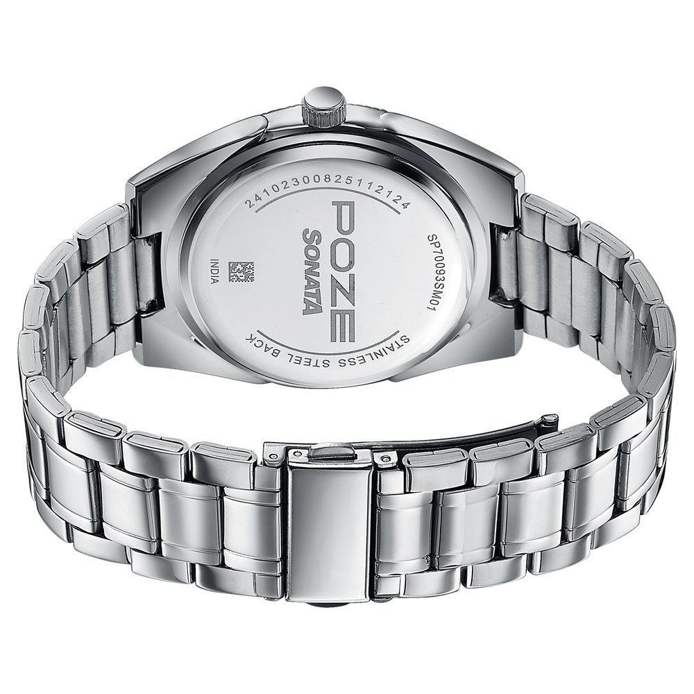 Buy Online Poze By Sonata Quartz Analog Blue Dial Silver Metal Strap ...