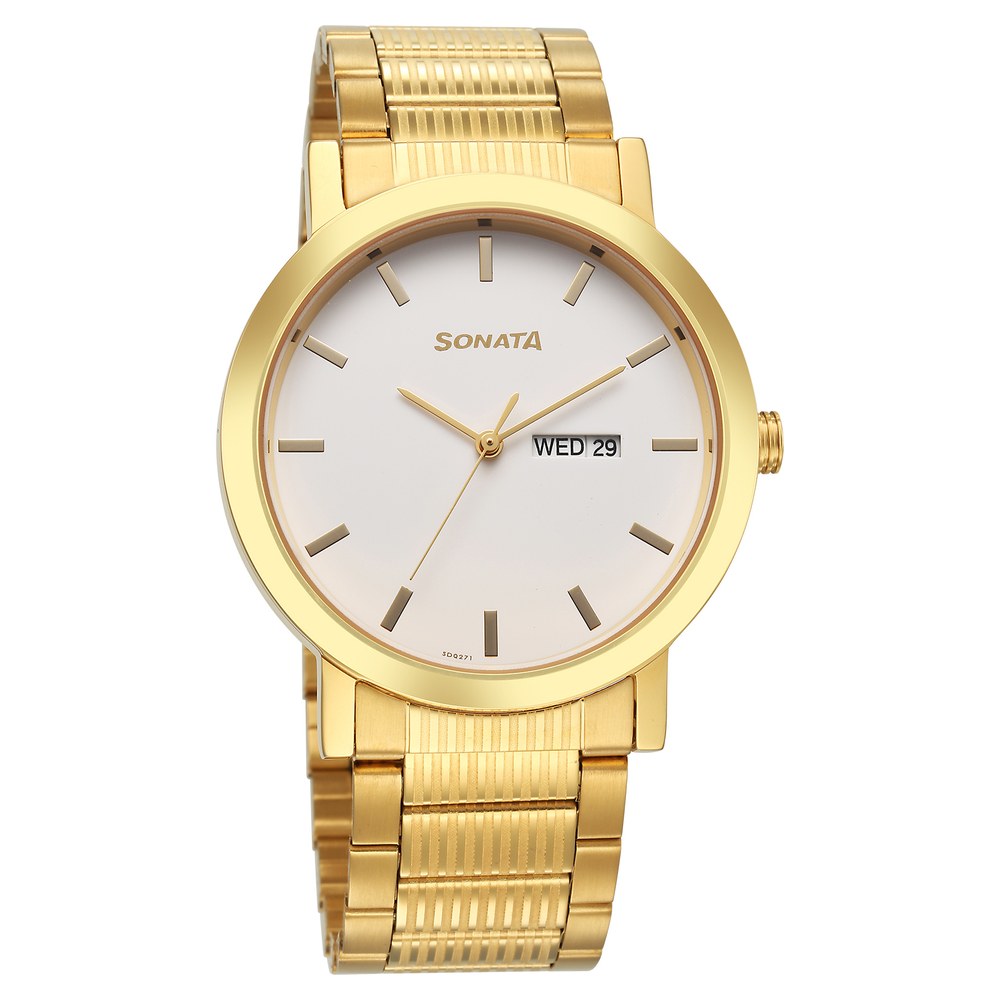 Buy Online Sonata Utsav Quartz Analog with Day and Date White Dial ...